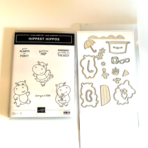 Stampin Up HIPPEST HIPPOS Stamp Set & HIPPO Dies Bundle Hippopotamus ...