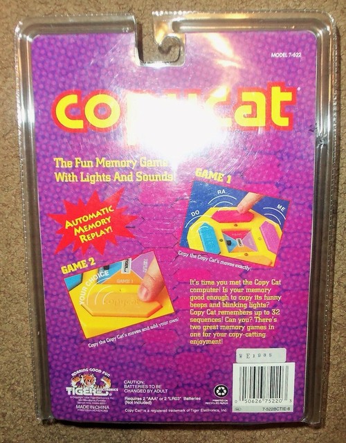 Vintage 1988 Copy Cat Handheld Memory Game Tiger Electronic Toys ...