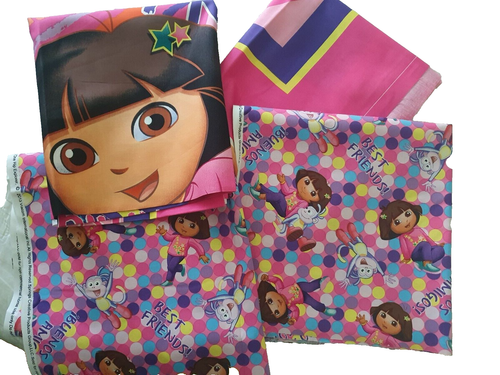 Dora the Explorer Fabric Best Friends English Spanish 4 Pieces 2 Panels ...