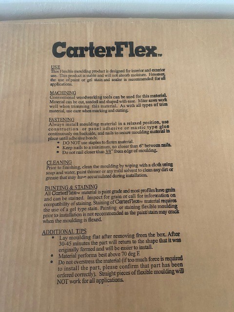12' CarterFlex Flexible Panel Molding CM 1X4 Unused New in Box Straight ...