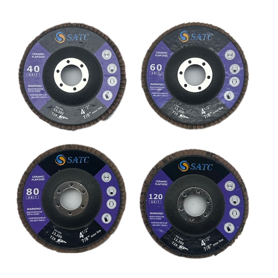 4-1/2” x 7/8" Purple Ceramic Flap Discs Sanding Grinding Wheel 40 60 80 ...