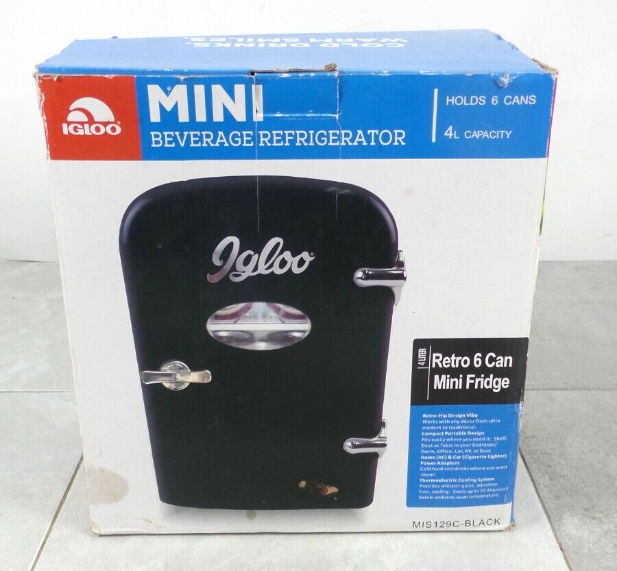 Igloo 6 Can Mini Fridge Cooler Retro Black (G126502-6 (R) AA-4) 58465805555| eBay