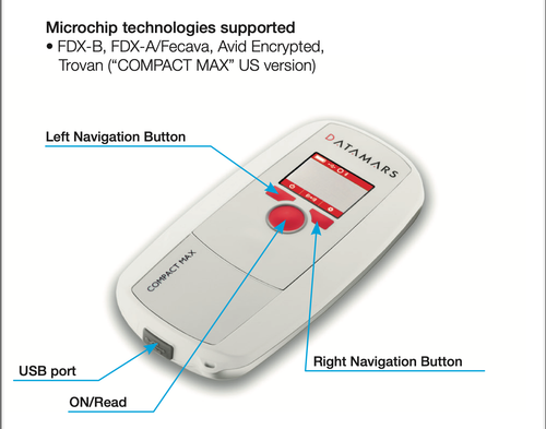 DATAMARS Compact Pet ID Microchip Scanner Reader Handheld Universal ...