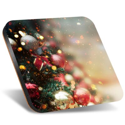 1x Square Coaster 12cm Christmas Tree Theme Baubles #50527 | eBay UK