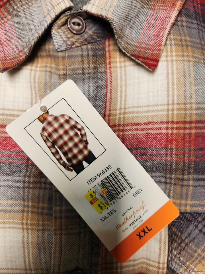 Weatherproof Vintage Men's Lightweight Plaid Flannel Long Sleeves Shirt ...
