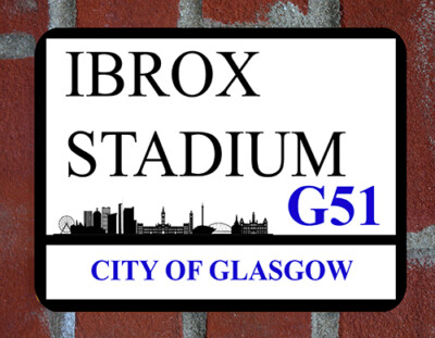 Ibrox Stadium Glasgow Rangers Metal Sign FOOTBALL STREET Man cave Wall ...