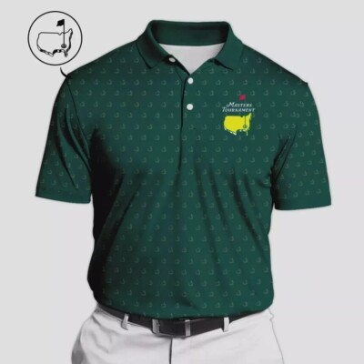 Masters Tournament Golf Polo Shirt Pattern Cup Dark Green Polo Shirt ...
