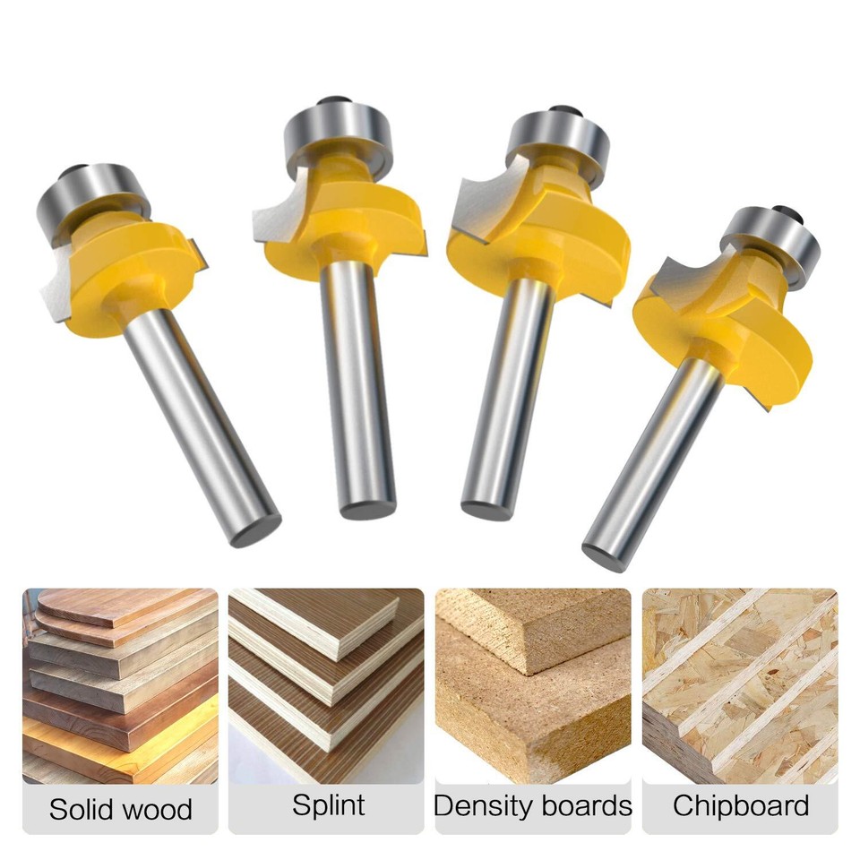 1/4 Inch Shank Roundover Edging Router Bit Set Woodworking Cutter Tools ...