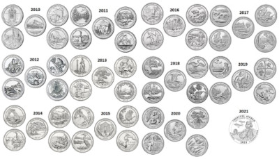 2010-2021 P&D COMPLETE 112 BU AMERICA THE BEAUTIFUL NATIONAL PARKS ...