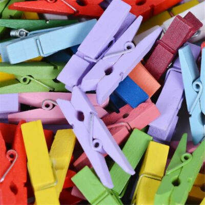 25x Mini Wood Clothespins Laundry Photo Paper Peg Clip Clothes Pins Art ...