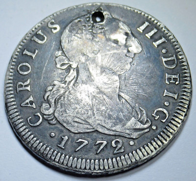 1772 Spanish Silver 4 Reales Genuine Antique 1700s Colonial Pirate ...
