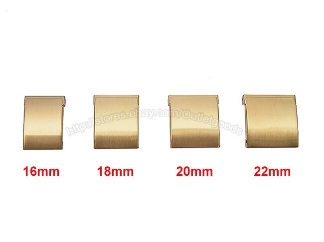 16mm 18mm 20mm & 22mm IP Gold Plated Watch Band Bracelet Clasp Spring ...