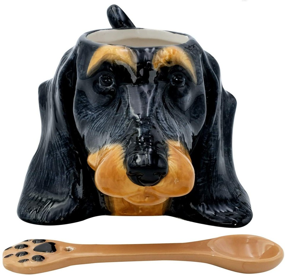 Coffee Mug Tea Ceramic Cup with Spoon Cute Dog Puppy Hand Made | eBay