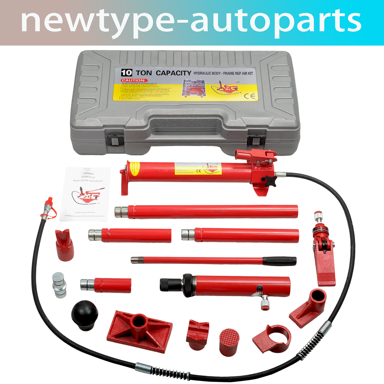 10 Ton Porta Power Hydraulic Jack Body Frame Repair Kit Auto Shop Tool ...