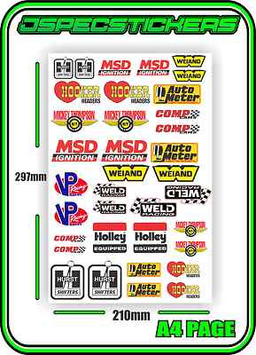 SCALE STICKER SHEET R/C CRAWLER 1/10 DRIFT DRAG CAR BRAND LOGOS VINYL ...