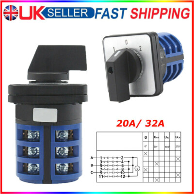 LW26-20A 32AMP 3-Position Rotary Selector Universal Rotary Cam ...