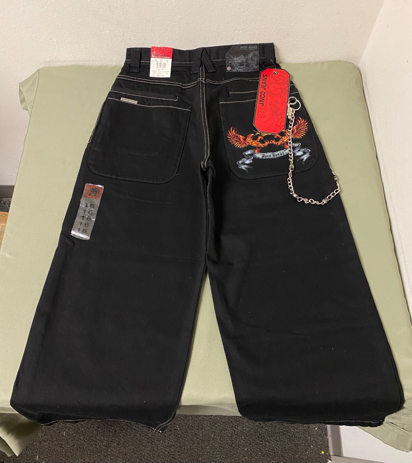 VINTAGE JNCO Bird Embroidered Jeans W/ Wallet Chain Y2K SKATER ...