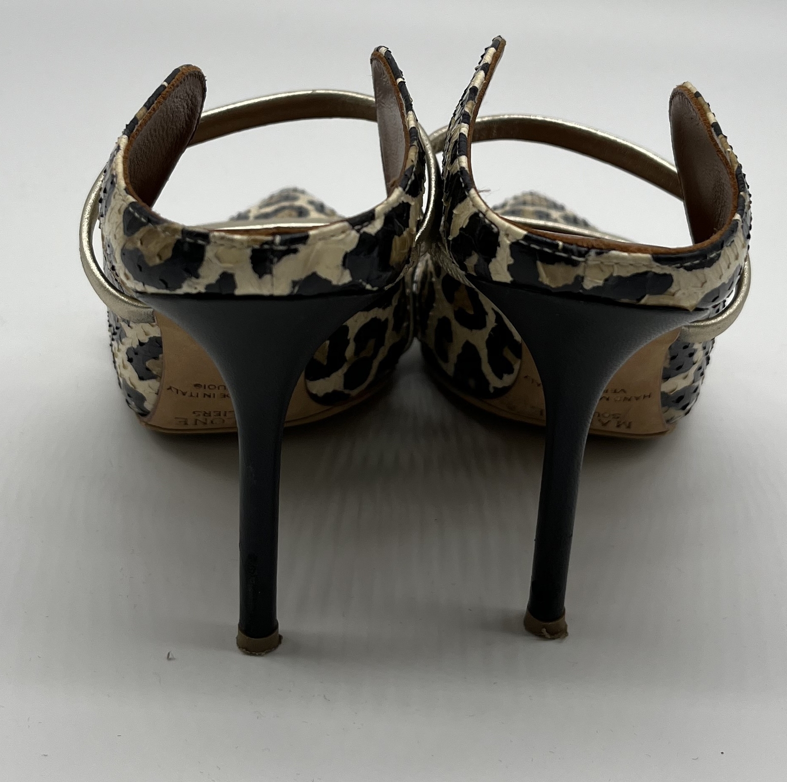 Malone Souliers RE-SOLED Maureen Leopard Print Leather Pointed Toe Mule ...
