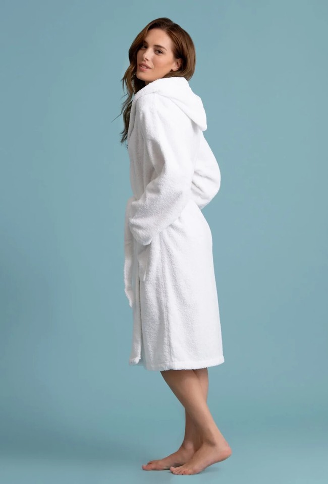 Turkish cotton velour terry robe with hooded large/xl - white | eBay