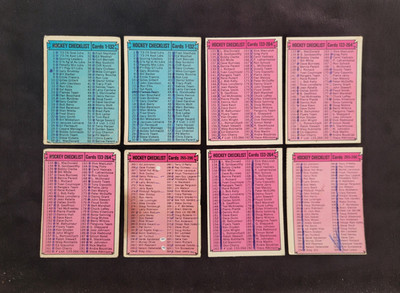 1974-75 0-PEE-CHEE 8 CARDS LOT MARKED CHECKLIST #54-162-311 NHL HOCKEY ...