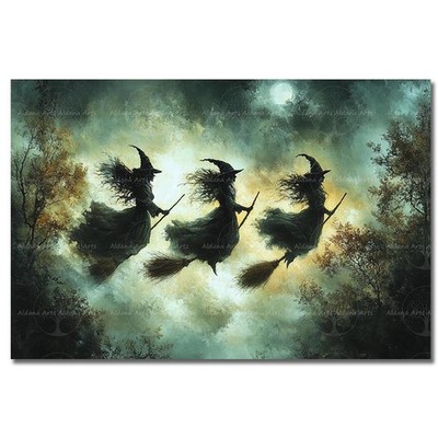 WITCHES FLYING COVEN ART PRINT, Fantasy Gothic Poster, Witchy Home ...