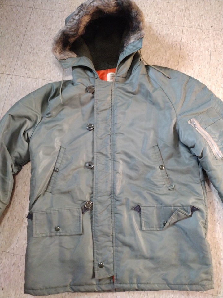VTG Military Type N-3B-200 Green Parka Coat Pilot Flying Snorkel Jacket ...