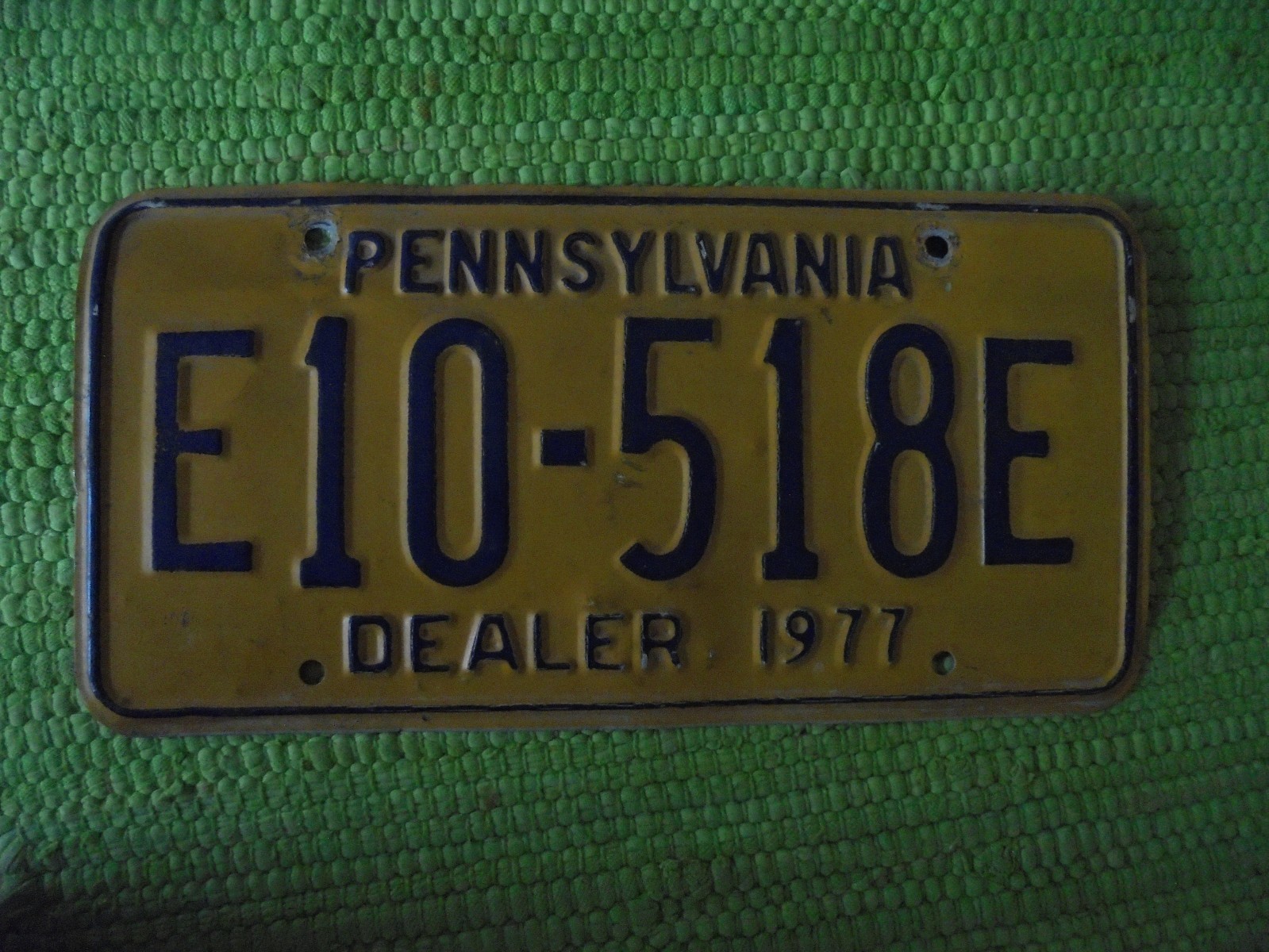 1977 Pennsylvania Trailer DEALER License Plate PA Tag E10-518E Penna 77 ...