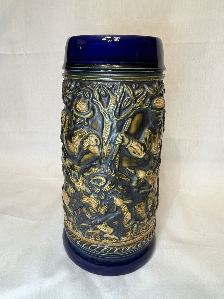 Vintage Gerz German Beer Stein Fox Handle Wild Boar Hunting scene | eBay