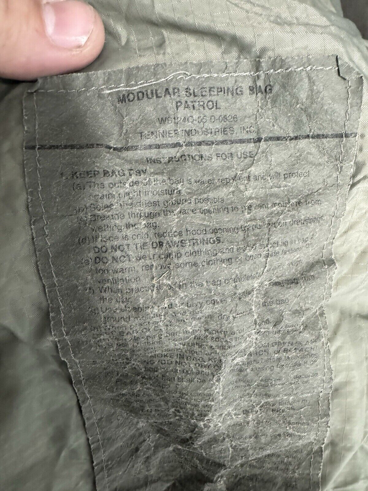 USGI Modular Sleep System Patrol Sleeping Bag GRAY IMSS DEFECTIVE ...