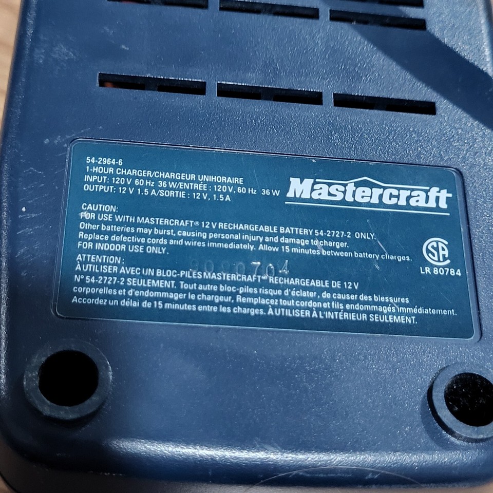 Mastercraft 12v 1 Hour Battery Charger 54-2964-6 Use With 54-2727-2 ...