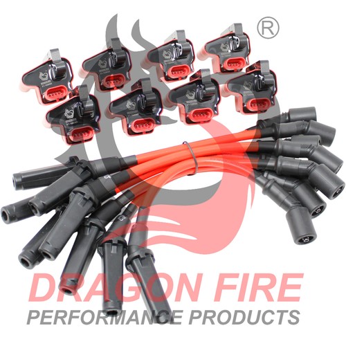 Power Pack Square Coils and Spark Plug Wires For 1999-2009 Chevy GM LS1 ...