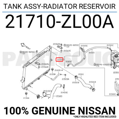 21710ZL00A Genuine Nissan TANK ASSY-RADIATOR RESERVOIR 21710-ZL00A | eBay