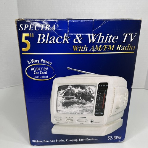 SPECTRA 5 INCH Black & White TV-AM-FM Radio BATTERY POWERED Plug In | eBay