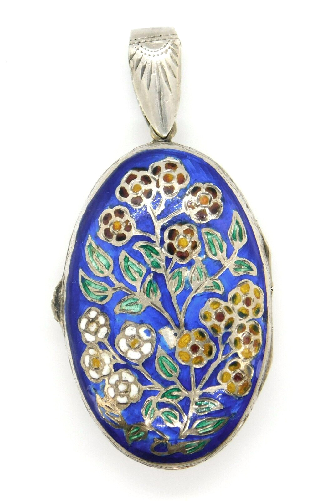 Vintage Siam Sterling Colorful Blue & Enamel Flowers … - Gem