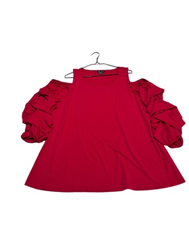 City Chic Womens Red Shoulderless Ruffle Top Size S Good Condition ...