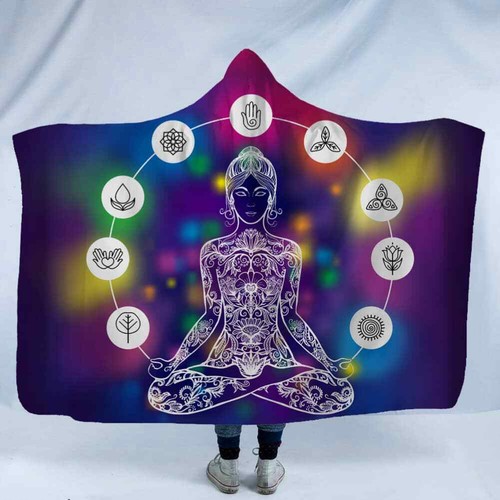 Nice Yoga Seven Chakras 3D Hooded Blanket Wearable Flannel Throw ...
