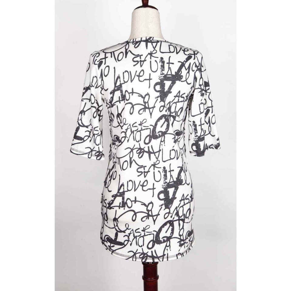 Women's Long Tunic Size L Abstract Script Loungewear Artex Fashions NWT ...