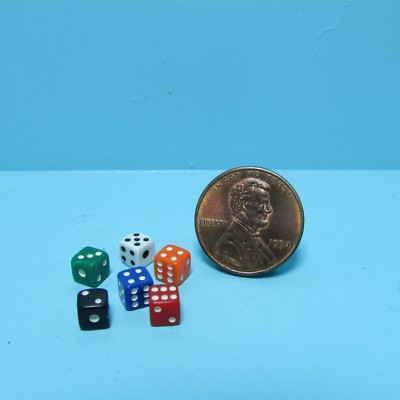 Dollhouse Miniature Plastic Die Set of 6 Dice Multi Color IM67055 | eBay