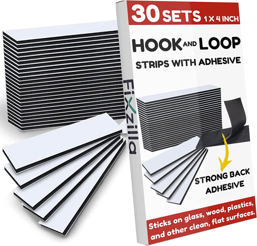 30 Sets Hook and Loop Strips with Adhesive - 1X4 Inch - Strong Back ...