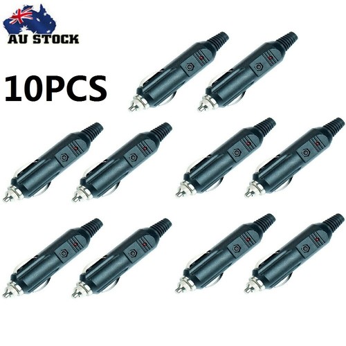 10x Male Car Cigarette Lighter Socket Plug Connector with Fuse Red LED ...