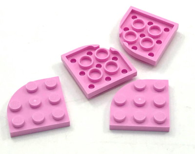 Lego 4 New Bright Pink Plates Round Corner 3 x 3 Dot Pieces | eBay
