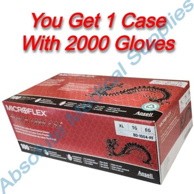 *2,000-Gloves* Microflex Black Dragon PF Examination Latex X-Large BD-1004-PF | eBay