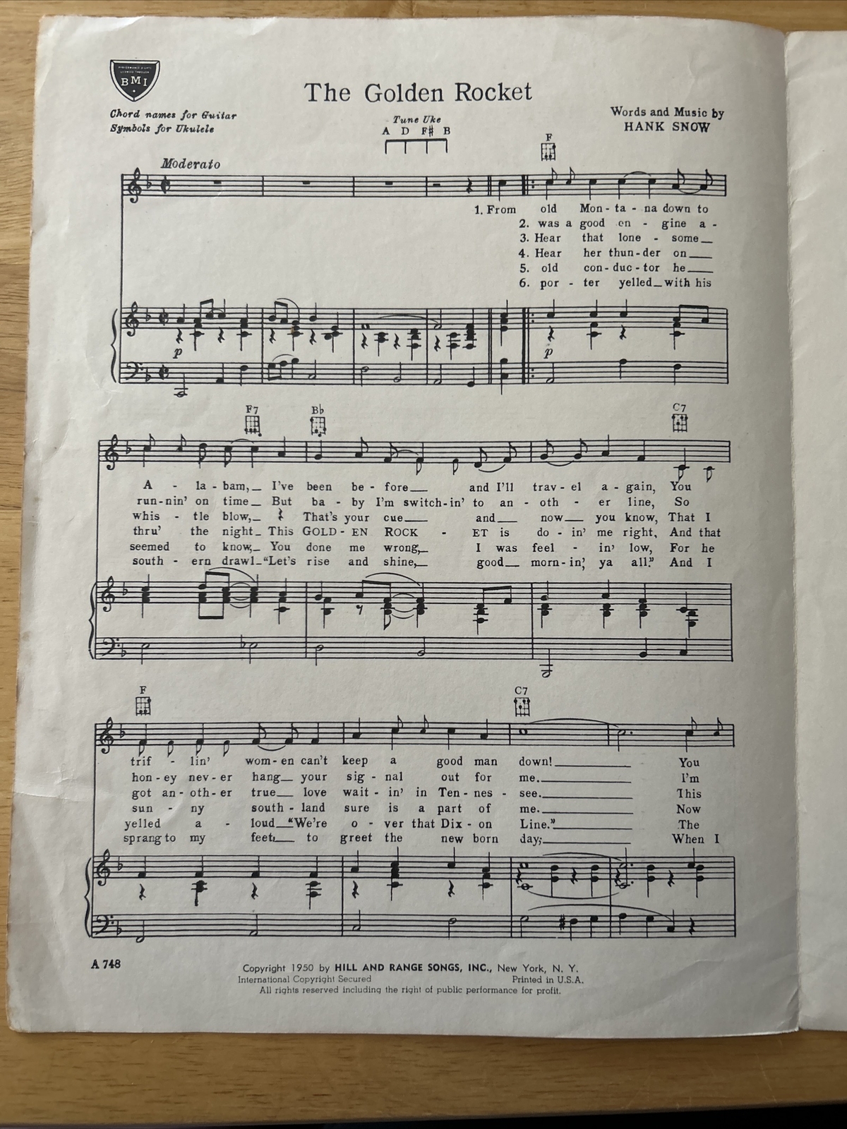 The Golden Rocket By Hank Snow Sheet Music | eBay