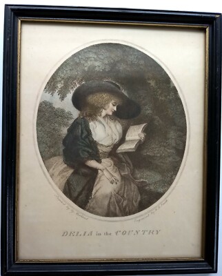Delia In The Country - A Framed Vintage Color Lithograph Art Print | eBay