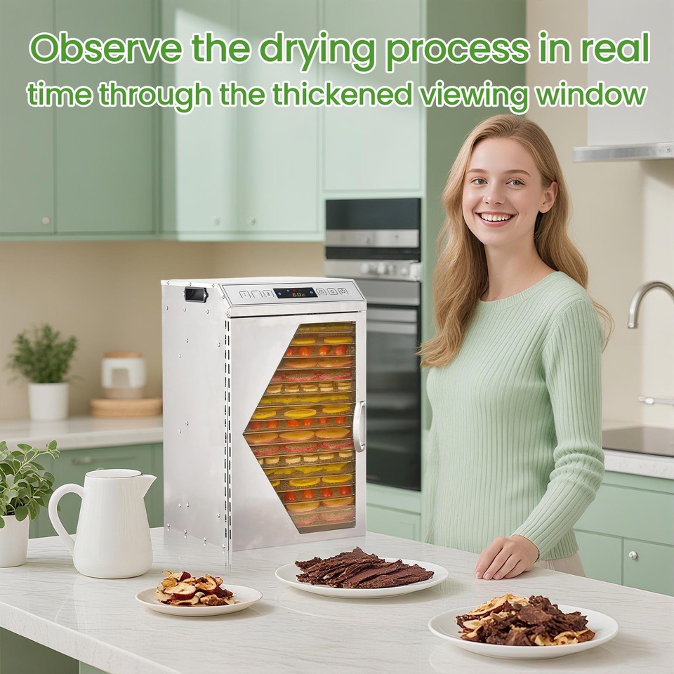 18 Trays Food Dehydrator Machine Stainless Steel Jerky Fruit Drying ...