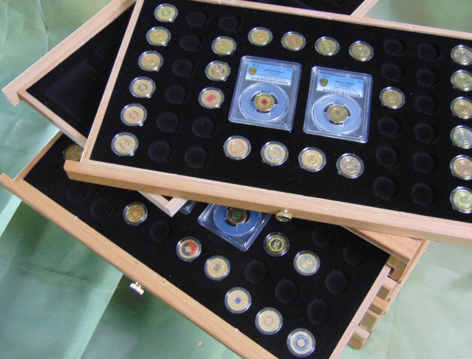 6 DRAWER COIN STORAGE/ DISPLAY BOX. 6 DIFFERENT COIN TRAYS. DESIGN YOUR ...