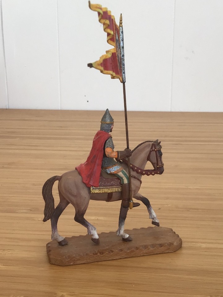 Mounted Medieval Knight with standard. St Petersburg metal toy soldier ...