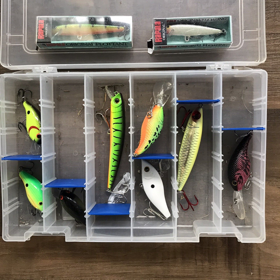 Lot of 10 Assorted Fishing Lures Some Rapala Jointed Divers with Clear Box | eBay