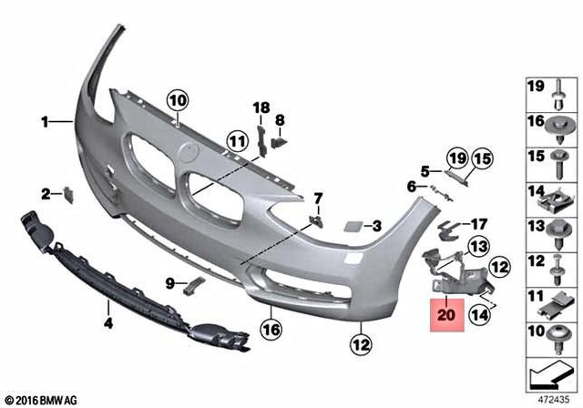 BMW 1 F21 Front Bumper Right Insert 51117371740 7371740 2015 OEM for ...
