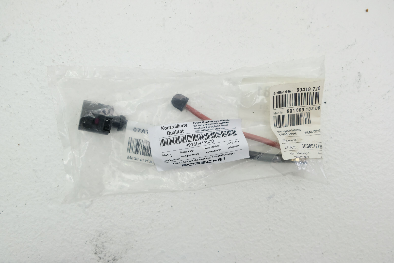 Porsche Warning Contact Brake Pad Wear 95861236550 New NOS Original | eBay